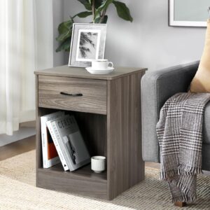 TUSY Black Nightstand with Drawer, Bedside Table Side Table for Small Place, Bed Table End Tables for Living Room Bedroom