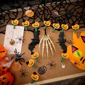 Halloween Pumpkin Clips Small Clothespins Snacks Pins Wooden Pumpkin Photo Clips Mini Decorative Craft Clips (24 Pieces)