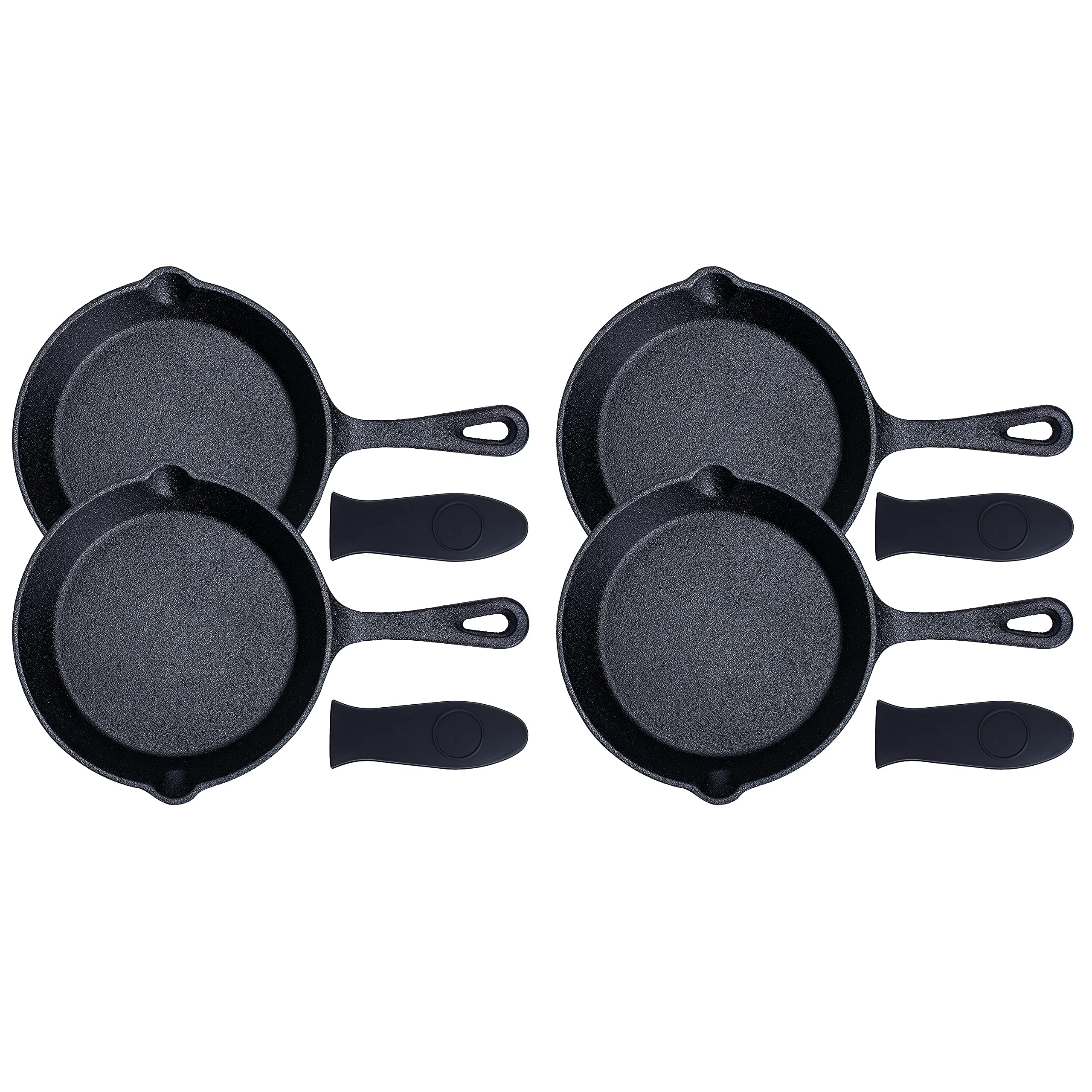 Bruntmor 6-Inch Black Pre-seasoned Cast Iron Frying Pan Set of 4, 6 Inch Oven Safe Cast Iron Skillet, Cast Iron Grill Pan Set, Nonstick Cookware And Bakeware For Casserole Dish