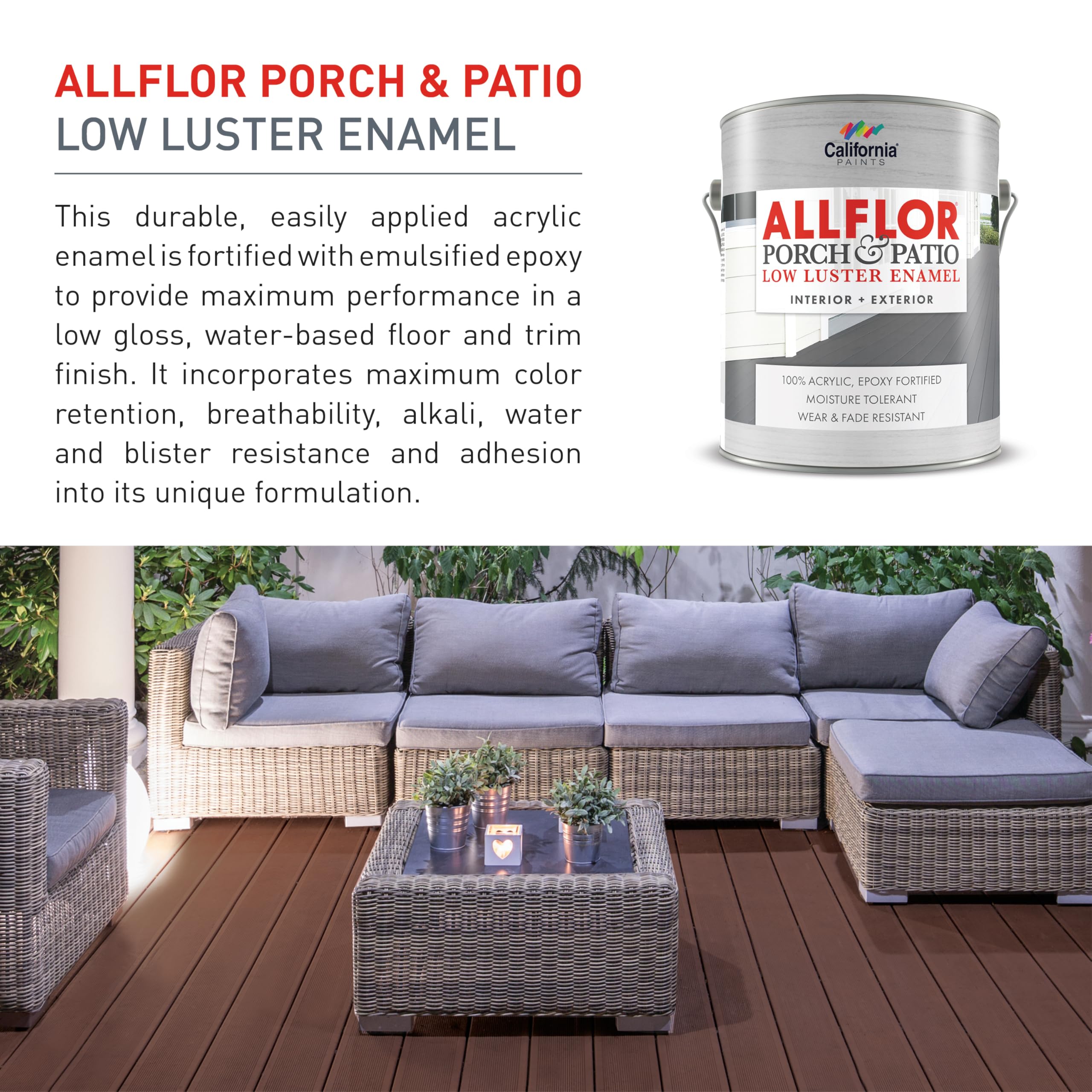 CALIFORNIA PAINTS ALLFLOR Porch, Patio and Floor Enamel Paint, Black, 1 Quart, Extremely Durable Water-Based Formula, Ideal for Patios, Pool Decks, Basements & More