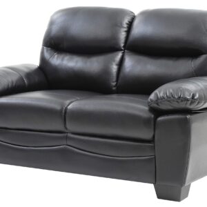 Glory Furniture Marta Upholstered Love Seat, Black Faux Leather