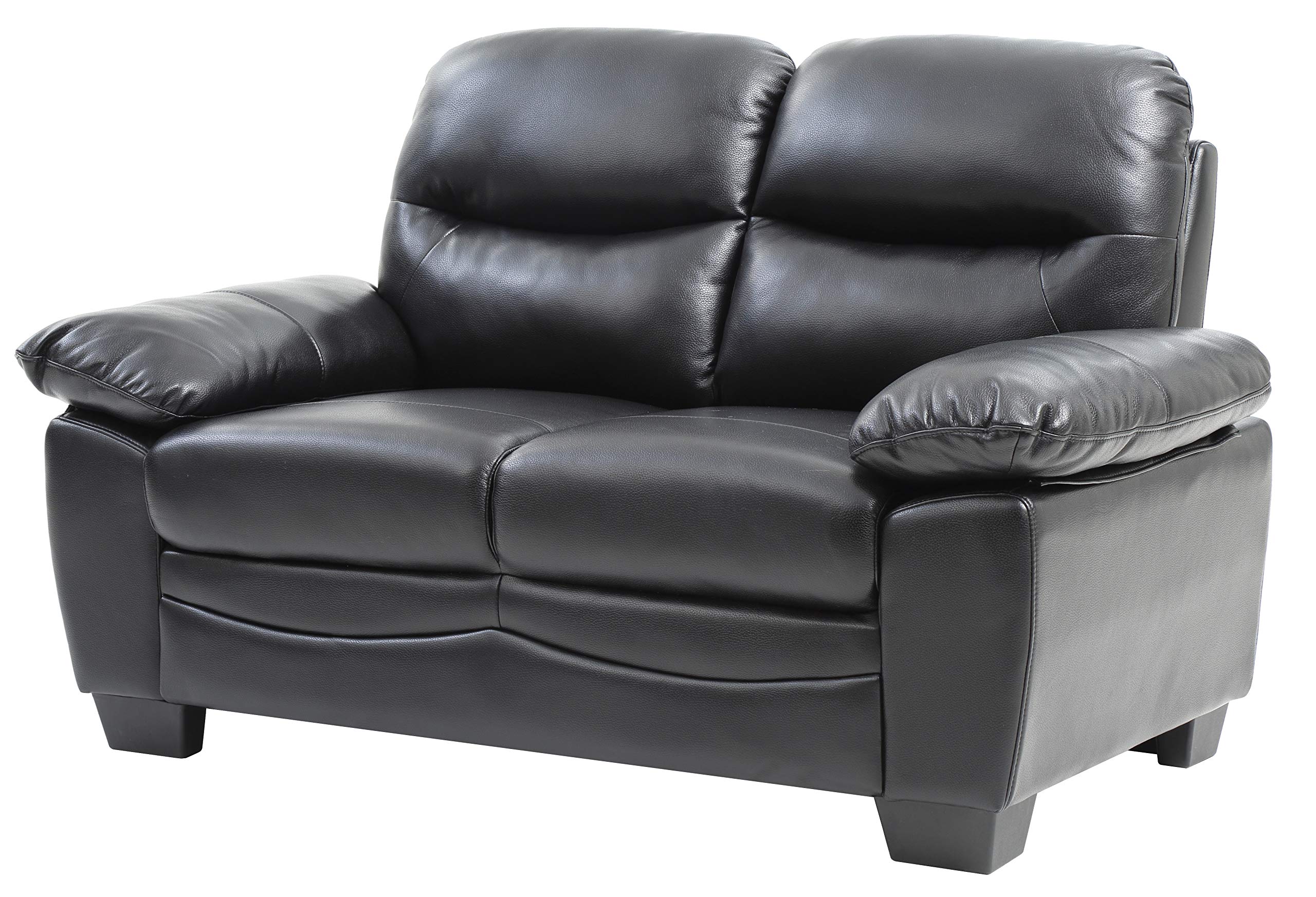 Glory Furniture Marta Upholstered Love Seat, Black Faux Leather