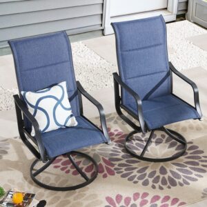 PatioFestival Patio Dining Chairs 2 Pieces Textilene Outdoor High Back Swivel Rockers Set with All Weather Frame (Blue)