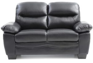 glory furniture marta upholstered love seat, black faux leather