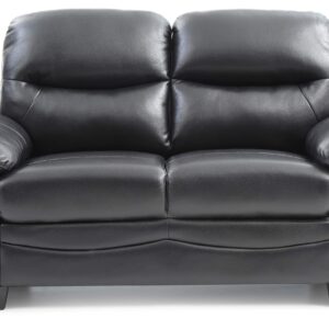 Glory Furniture Marta Upholstered Love Seat, Black Faux Leather