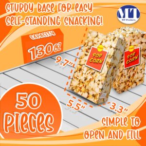 MT Products Large Popcorn Bags for Party - 4 oz. (Pack of 50) - Paper Popcorn Holders with Flat Bottom