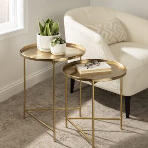 Kate and Laurel Ulani Round Metal Nesting Accent Tables, 2 Piece, Gold