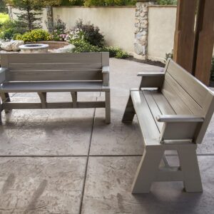 Convert-a-Bench Folding Resin Picnic Table and Bench | Driftwood