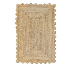 gautam international scalloped natural jute area rug, natural color (3'x5')