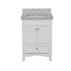 Abbey 24-inch Bathroom Vanity (White/Carrara Marble): Includes White Cabinet with Authentic Italian Carrara Marble Countertop and White Ceramic Sink