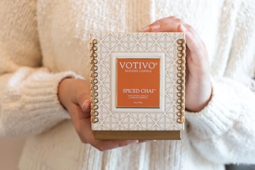 Votivo Spiced Chai 10 oz Holiday Candle | Soy Wax Blend | Fall Candle | Pumpkin Candle | Candle Gifts | Fall Home Decor | Long Burning & Highly Scented