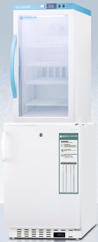 Accucold ARG3PV-ADA305AFSTACK Stacked Combination of ARG3PV Automatic Defrost Vaccine Refrigerator with ADA305AF Manual Defrost Vaccine Freezer, Hospital Grade Cords with Green Dot Plugs