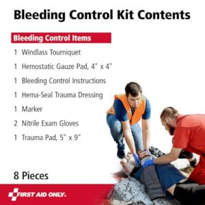 First Aid Only 91134 Critical Essentials Bleeding Control Kit for Limb & Torso Wounds, 8 Pieces