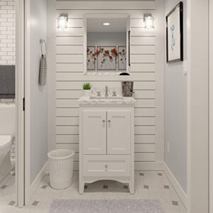 abbey 24-inch bathroom vanity (white/carrara marble): includes white cabinet with authentic italian carrara marble countertop and white ceramic sink