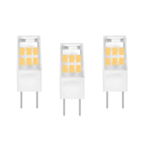 vokwak g8 led bulb gy8.6 bi-pin base t4 xenon bulb 120volt microwave light bulb replacement 3w(30w halogen equivalent) 300lm for puck light,oven light,under cabinet light,3-pack(warm white 3000k)