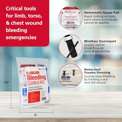 First Aid Only 91134 Critical Essentials Bleeding Control Kit for Limb & Torso Wounds, 8 Pieces