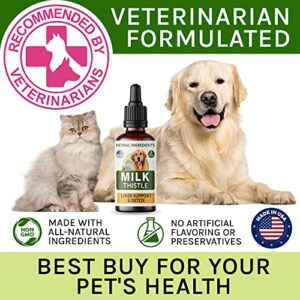 Milk Thistle for Dogs and Cats - Liver Support Supplement - Canine Hepatic Care - Cat & Dog Liver Cleanse - Liquid Milk Thistle Drops for Pets - Liver Protection & Defence - Made in USA - 2 fl oz