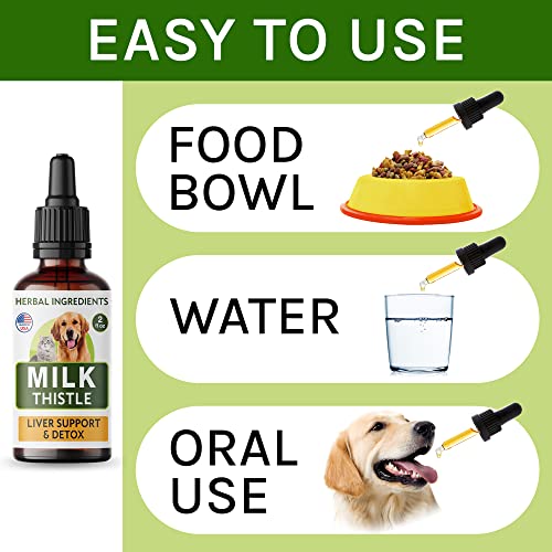 Milk Thistle for Dogs and Cats - Liver Support Supplement - Canine Hepatic Care - Cat & Dog Liver Cleanse - Liquid Milk Thistle Drops for Pets - Liver Protection & Defence - Made in USA - 2 fl oz