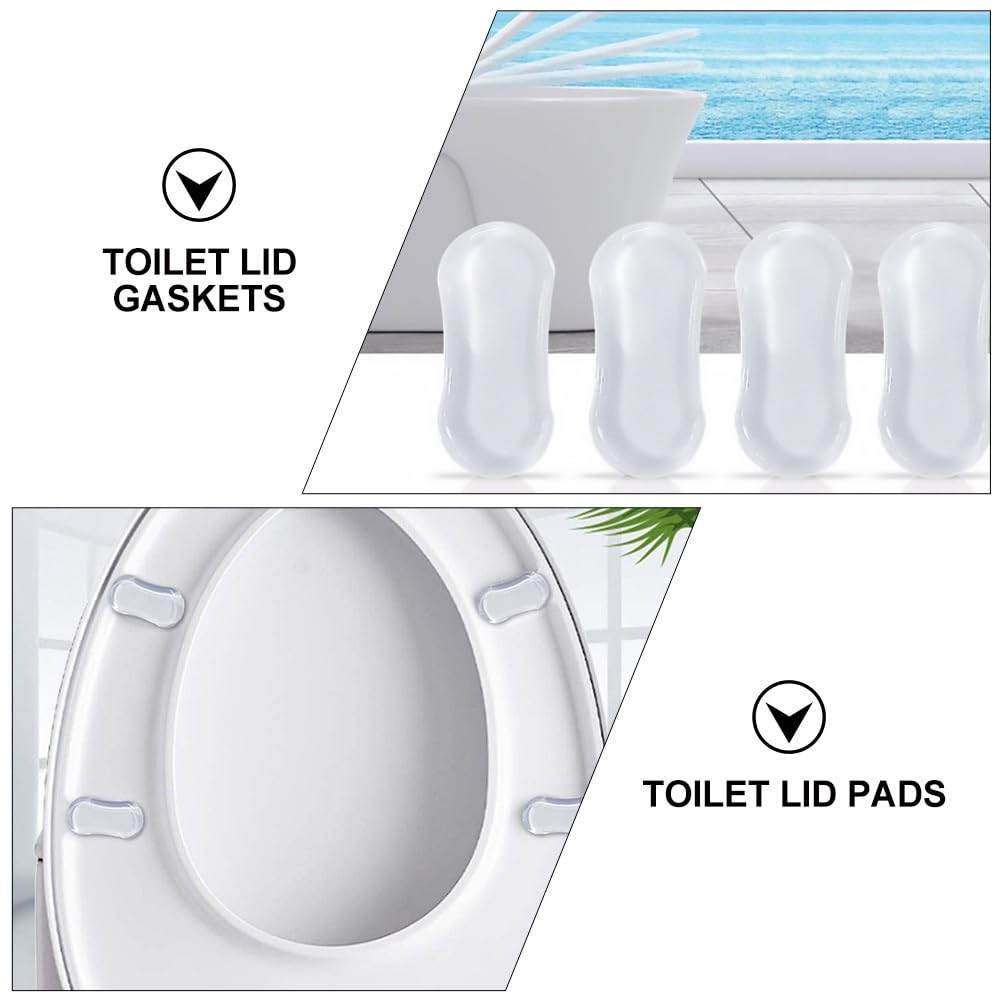 DOITOOL 5PCS Toilet Seat Bumper Silicone Noise Dampening Bumpers Universal Toilet Bumper Replacement Cushioning Pads Gasket for Bathroom Home Hotel Supplies Transparent