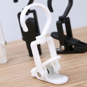 6 Pieces Laundry Hooks Clips Clothes Pins Rotating Laundry Hook Hanging Clips Plastic Fabric Chips Hanging Curtain Clips Tent Tarp Clips for Home Office Workshop Travel Outdoor Camp, White