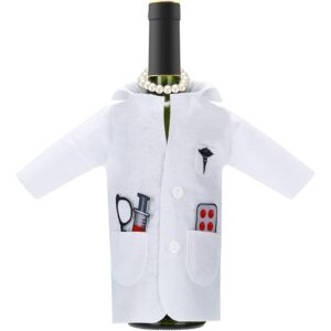 white coat wine bag doctor wine cover felt doctor wine insulated cover nurse wine wrapping bag with syringe necklace for male female graduation, birthday, anniversary, nurse practitioner