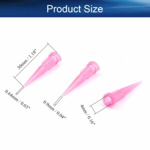 Auniwaig 120PCS 20Ga Plastic Tapered Pinhead Glue Liquid Dispenser Needles Luer Syringe Needle Tip Dispensing Fill Needle for Oil or Adhesive Applicator Pink