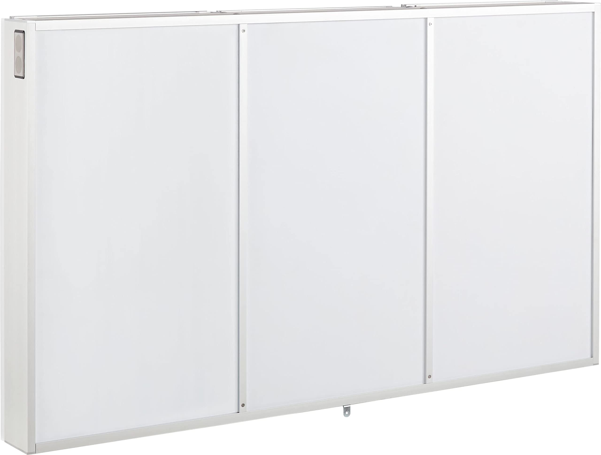 Signature Hardware 456082 Leda 53-1/4" x 32" Lighted Frameless 3 Door Medicine Cabinet with LED Light and Wireless Speaker - Aluminum