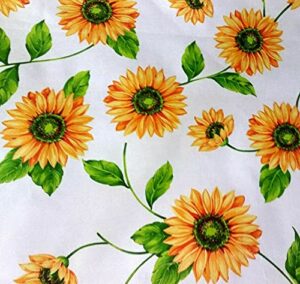 ad fabric, sunflower print poly cotton fabric by the yard, 58”/60” wide