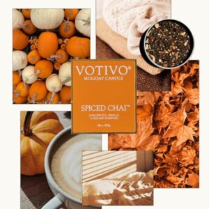 Votivo Spiced Chai 10 oz Holiday Candle | Soy Wax Blend | Fall Candle | Pumpkin Candle | Candle Gifts | Fall Home Decor | Long Burning & Highly Scented