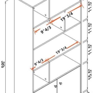 Mixcept Modern Bookcase with 2 Doors, Shelf Organizer for Display, Wooden Bookshelf Library with 6 Storage Cabinet for Home Office (Gray Oak)