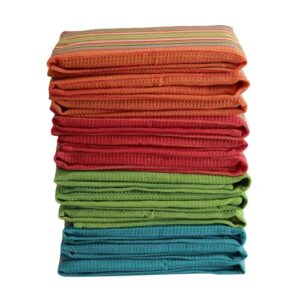 DG Collections Salsa Kitchen Towels, 100% Cotton Dish Towels for Kitchen, Set of 4 (16x28 Inches), Multi-Purpose Kitchen Essentials, Soft and Highly Absorbent Hand Towels, Waffle Design Tea Towels