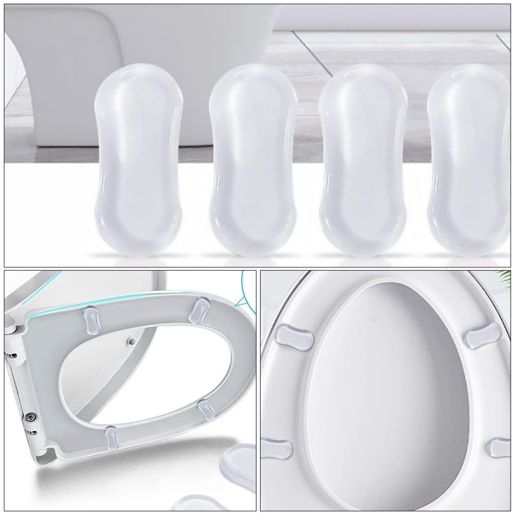 DOITOOL 5PCS Toilet Seat Bumper Silicone Noise Dampening Bumpers Universal Toilet Bumper Replacement Cushioning Pads Gasket for Bathroom Home Hotel Supplies Transparent