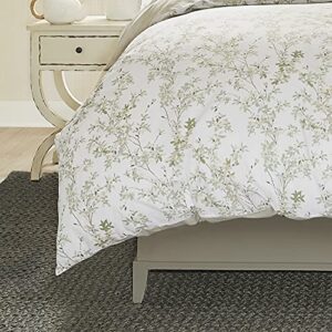 Laura Ashley Home - Queen Duvet Cover Set, Cotton Reversible Bedding with Matching Shams, Medium Weight Bedding for All Seasons (Lindy Green, Queen)