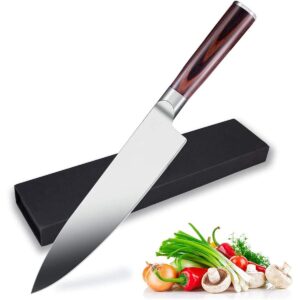 qisebin pro kitchen chef’s knife 8-inch german high carbon stainless steel, ergonomic handle, ultra sharp for kitchen & restaurant