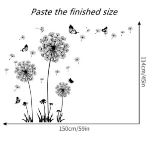 Arawat 2 Set Dandelion Wall Decals Flower Stickers Murals Butterflies Wall Decor for Bedroom Office Bathroom Living Room Floral Wall Decals Removable Wall Art Decoration Peel and Stick Room Wall Decor