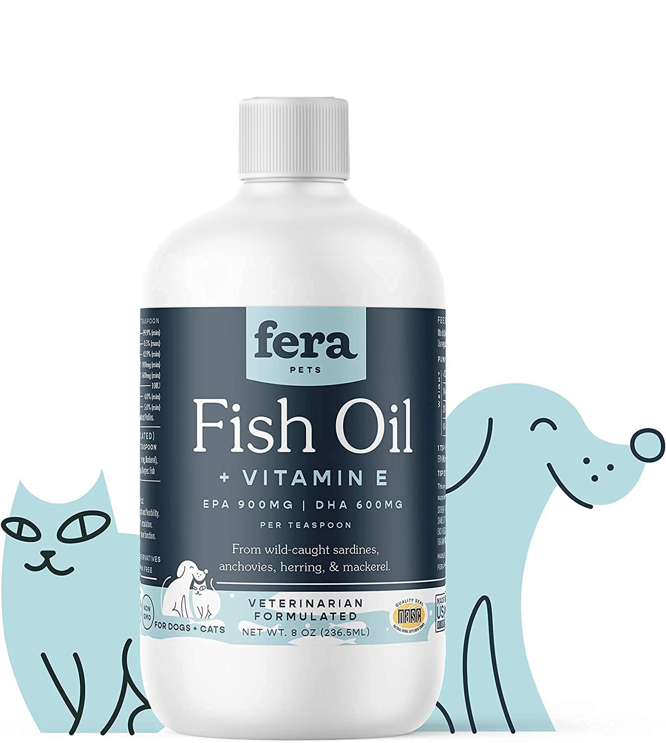 Fera Pets - Health Bundle of 3, Includes Fish Oil for Cats and Dogs (8oz), Organic Probiotics for Dogs and Cats with Prebiotics (60 Scoops), Hip and Joint Support for Dogs (90 Soft Chews)