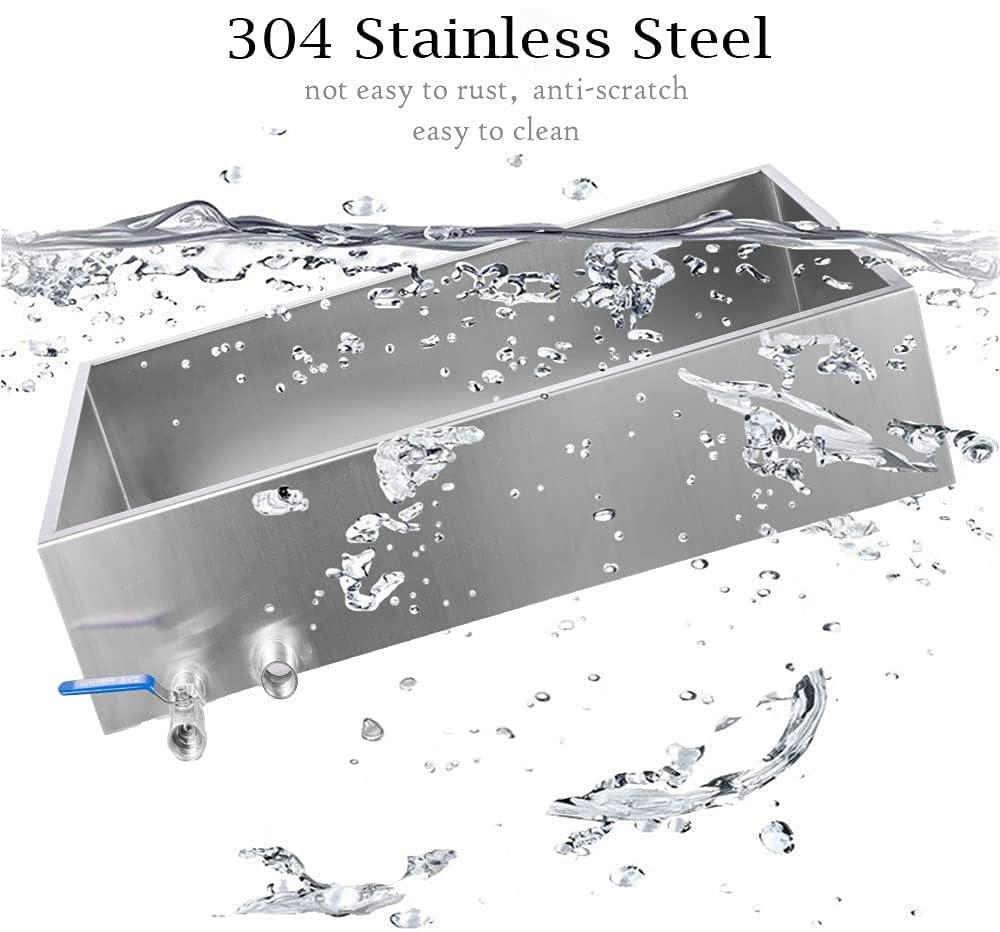 Marada Maple Syrup Evaporator Pan with a Valve Two interfaces Steam Table Pan 304 Stainless Jam Food Pan Chafing Pan for Home, Outdoor, Cooking (30"L x 16" W x 9.5" H)