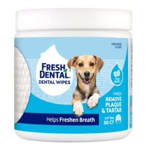 Naturel Promise Fresh Dental Clean Teeth Dental Wipes for Pets, 50 Count, Fresh Mint - Helps Remove Plaque, Tartar & Freshen Breath - Made in The USA