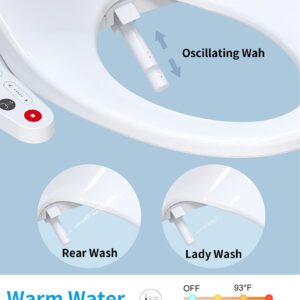 R&T Electronic Bidet Seat for Elongated Toilet, Smart Toilet Seat with Warm Air Dryer and Temperature Controlled Wash Functions (V2601 Heated Bidet Seat)