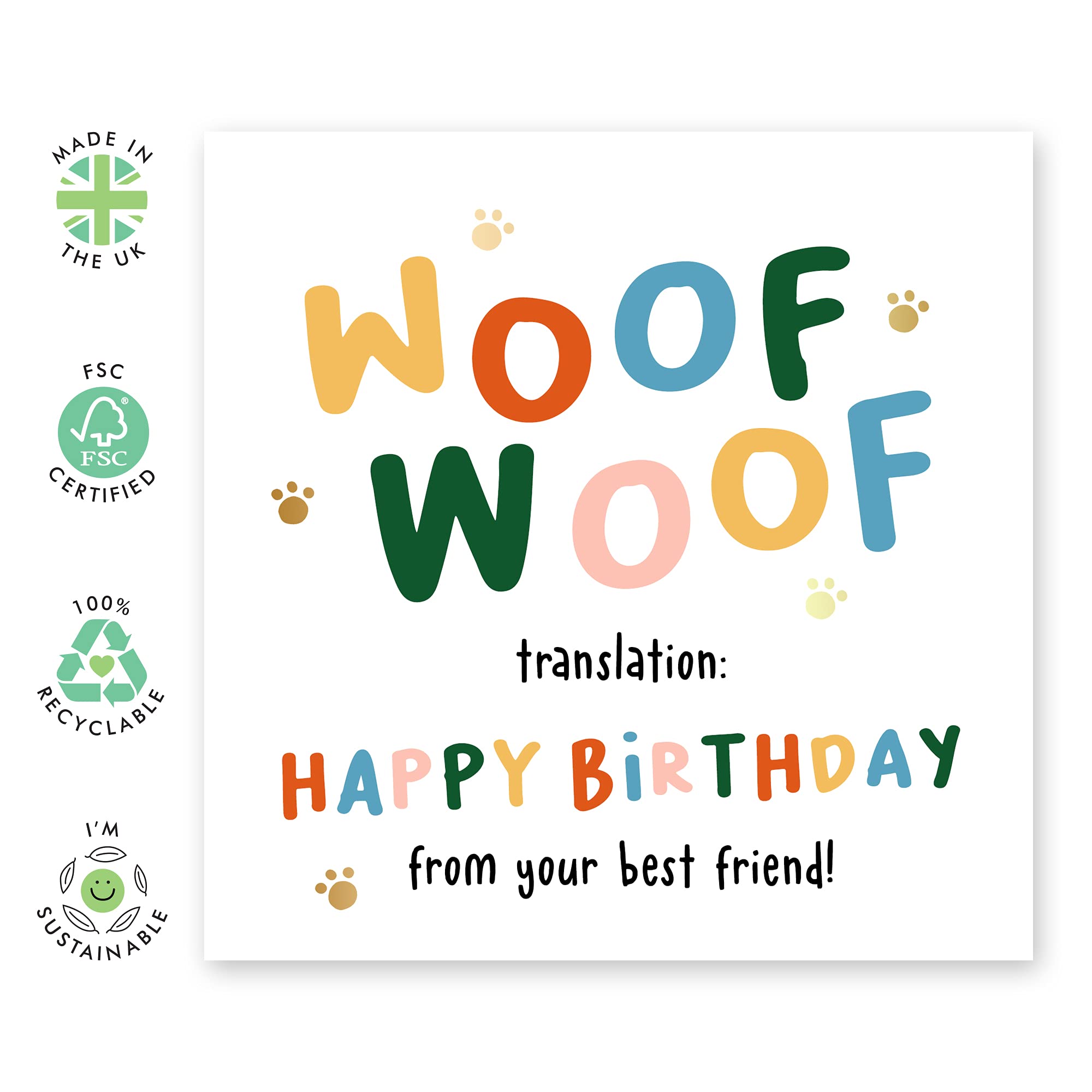 CENTRAL 23 Birthday Card From Dog - 'Woof Woof!' - Dog Mom Birthday Card - Dog Dad Birthday Card - Dog Owner Card - Pet Owner Birthday Card - Comes with Fun Stickers