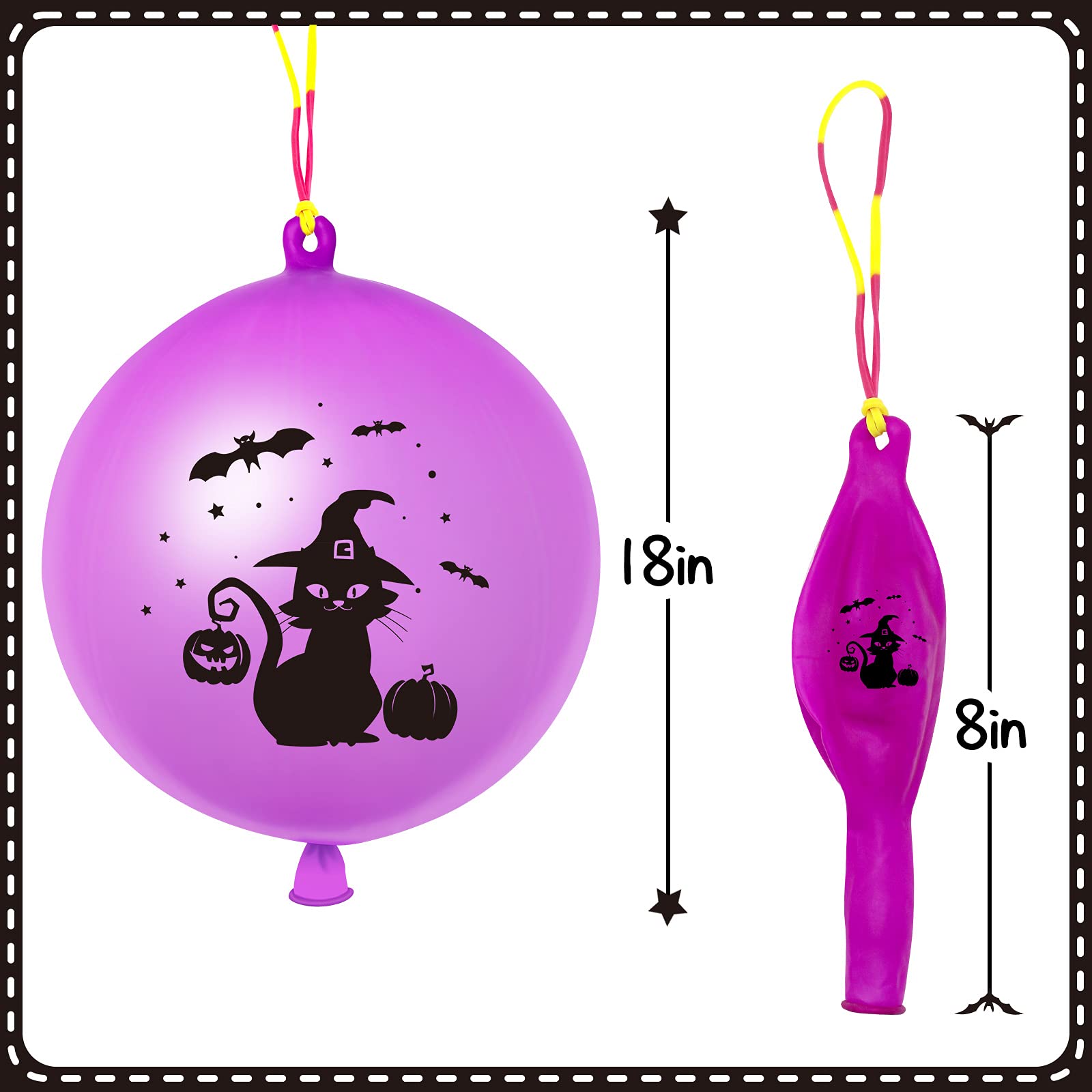 ZMCINER 36 PCS Halloween Punch Balloons, Halloween Punching Balloons Party Favor Supplies Decorations, Goodie Bag Filler, Trick or Treat Game, Halloween School Classroom Game (6 Themes)