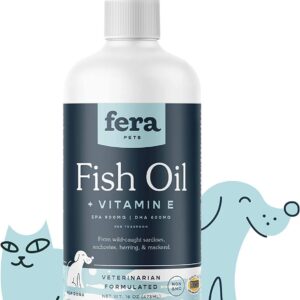 Fera Pets - Health Bundle of 3, Includes Fish Oil for Cats and Dogs (16oz), Organic Probiotics for Dogs and Cats with Prebiotics (60 Scoops), Hip and Joint Support for Dogs (90 Soft Chews)