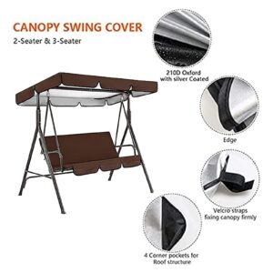 Patio Swing Canopy Waterproof Top Cover Cloth, 420D Replacement Canopy Cover for 2/3-Seater, Outdoor Sunproof Chair All Weather Protection Porch Swings