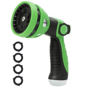 garden hose nozzle, 10 patterns metal water hose nozzle heavy duty hose spray nozzle with thumb control for watering lawns,car washing,bathing pets green