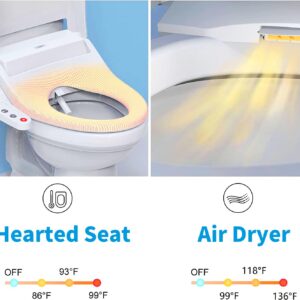 R&T Electronic Bidet Seat for Elongated Toilet, Smart Toilet Seat with Warm Air Dryer and Temperature Controlled Wash Functions (V2601 Heated Bidet Seat)