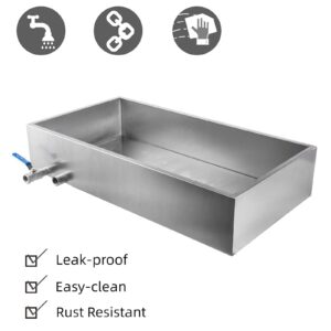 Marada Maple Syrup Evaporator Pan with a Valve Two interfaces Steam Table Pan 304 Stainless Jam Food Pan Chafing Pan for Home, Outdoor, Cooking (30"L x 16" W x 9.5" H)