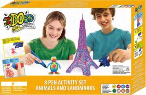 ido3d ultra - 8 pen set - zoo animals and landmarks, create 3d arts and crafts, drawing and painting supplies