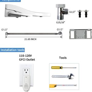 R&T Electronic Bidet Seat for Elongated Toilet, Smart Toilet Seat with Warm Air Dryer and Temperature Controlled Wash Functions (V2601 Heated Bidet Seat)