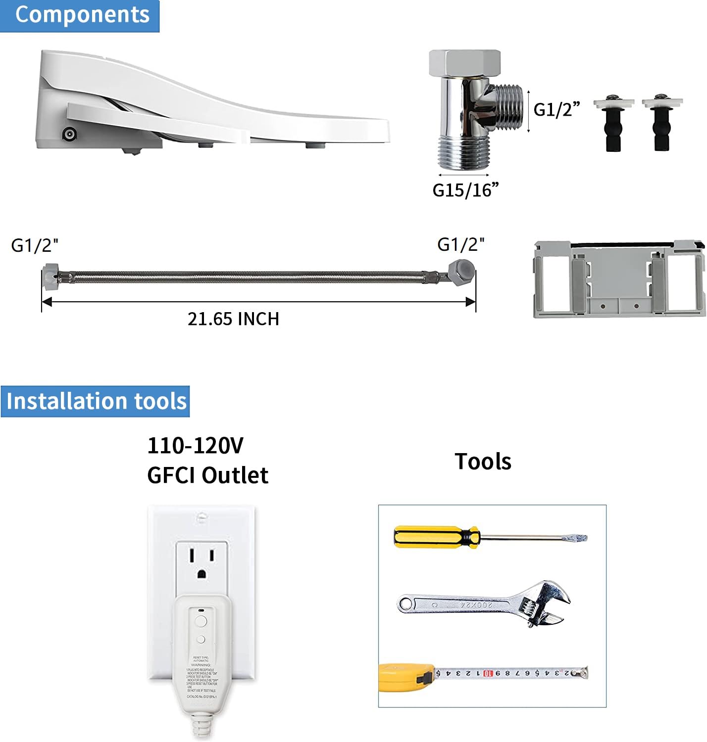 R&T Electronic Bidet Seat for Elongated Toilet, Smart Toilet Seat with Warm Air Dryer and Temperature Controlled Wash Functions (V2601 Heated Bidet Seat)