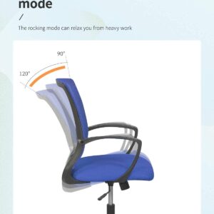 Hkeli Ergonomic Office Chair Computer Desk Chair Cheap Mid Back Mesh Office Chair with Wheels Back Support Armrest Adjustable Height Rolling Swivel Task Executive Works Chair for Women Men, Blue